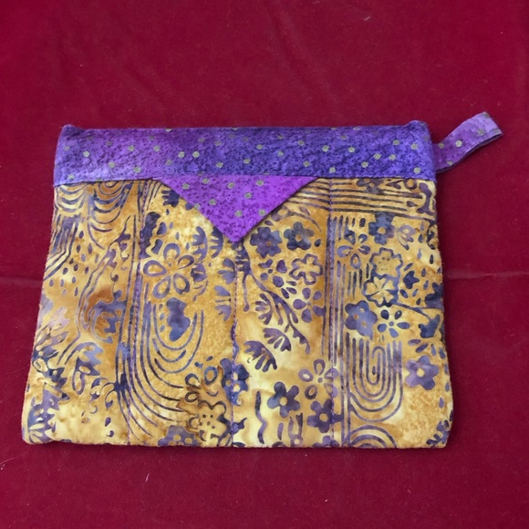 Bags | Boho Quilted Floral Fabric Pinch Open Wallet Pouch | Poshmark